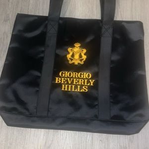 Bags | Nwot Vintage 9s Giorgio Beverly Hills Black Gold Embroidered Large Tote Bag | Poshmark